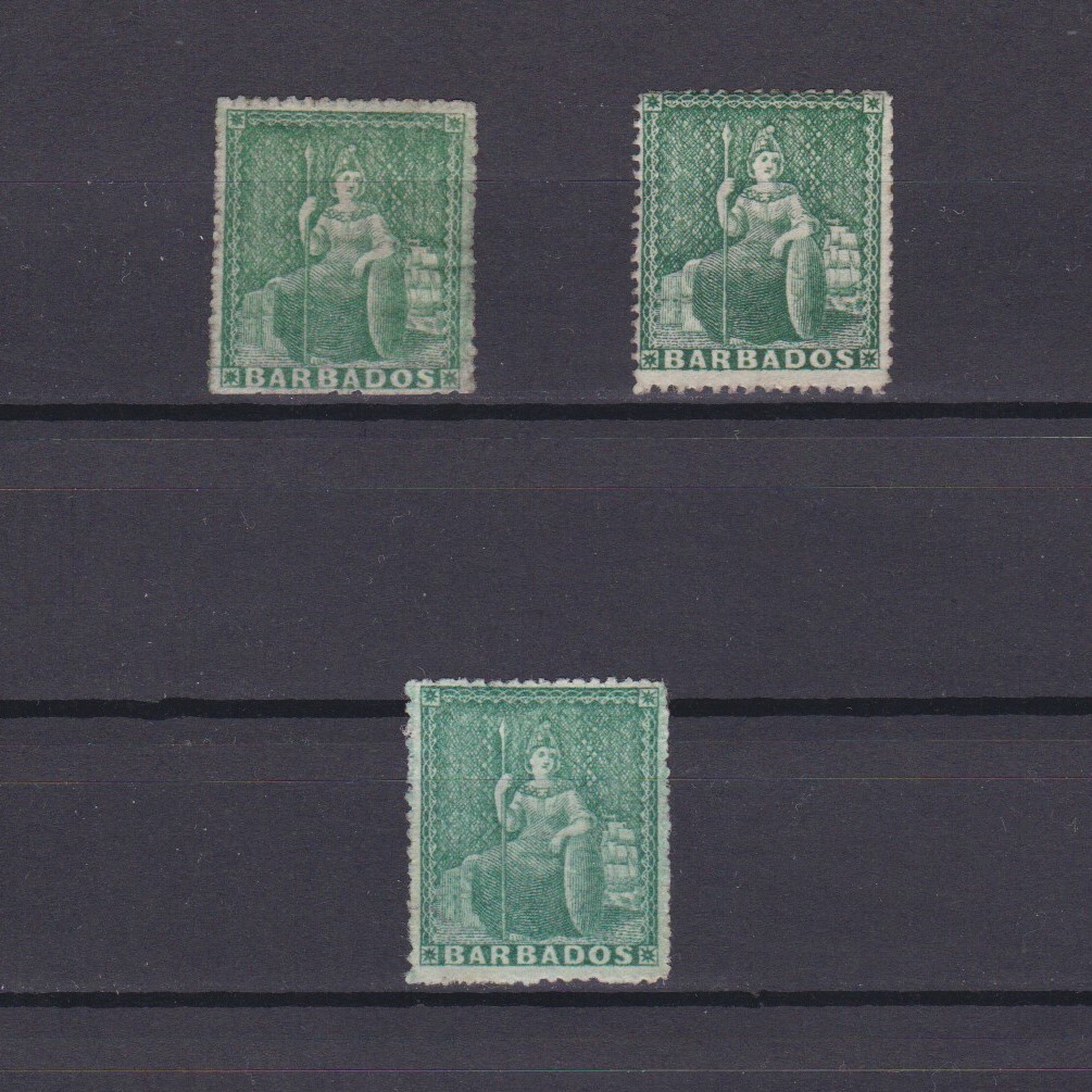 BARBADOS 1861-1870, SG# 20-22, CV £100, shades, MH/NG | Caribbean ...