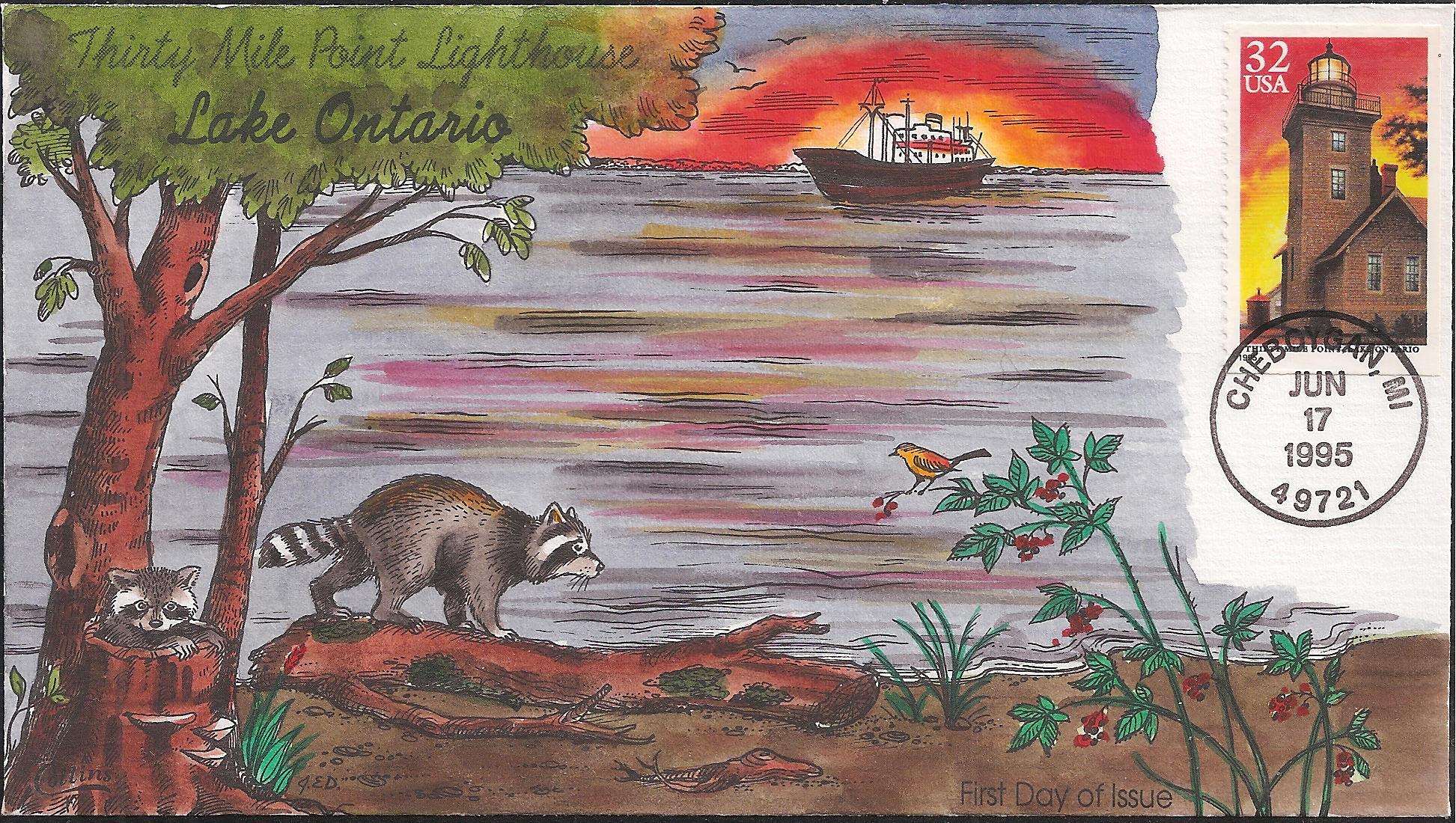 Set of 5 Fred Collins Hand Painted FDCs for the 1995 Lighthouses ...