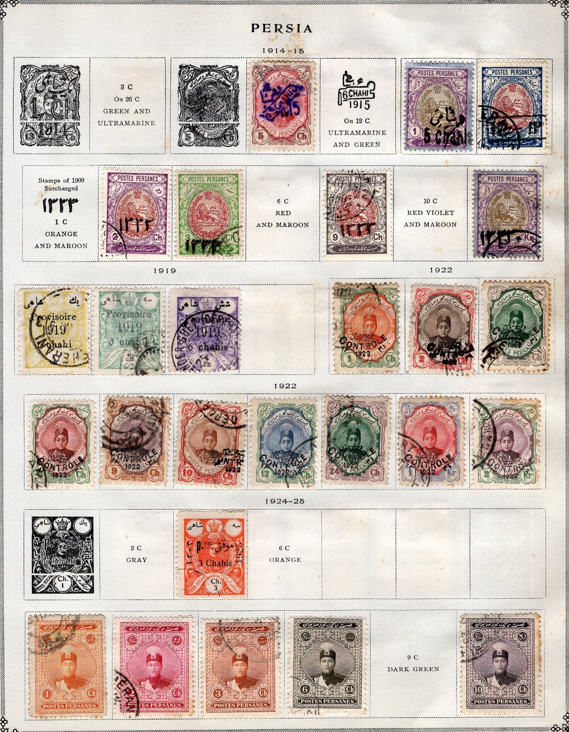 IRAN: 1914-1929 Used & Unused- Ex-Old Time Collection - 2 Sides Page ...