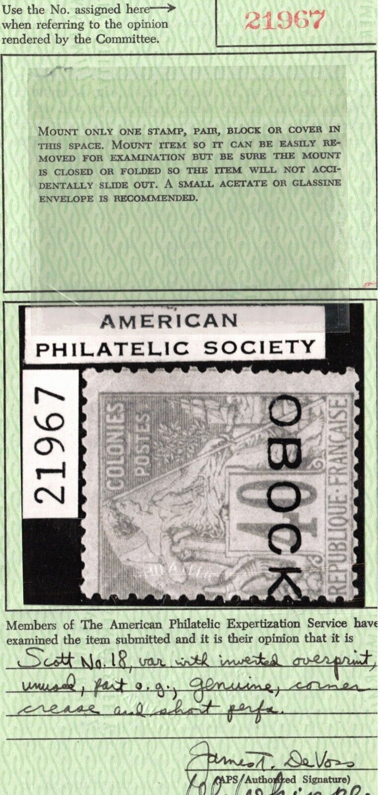 Obock #18 (Y & T #18aA) Mint Fine Original Gum Lightly Hinged Inverted ...
