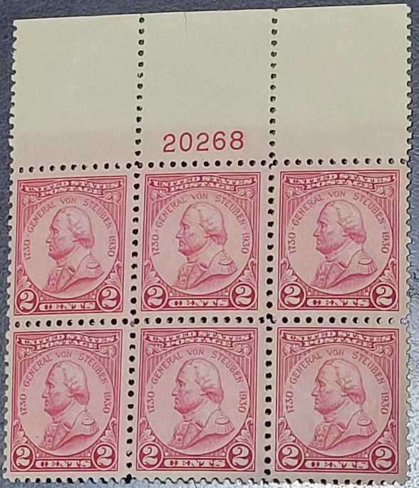 US Stamp 1930 Von Steuben Plate Block of 6 Stamps MNH Scott #689 ...