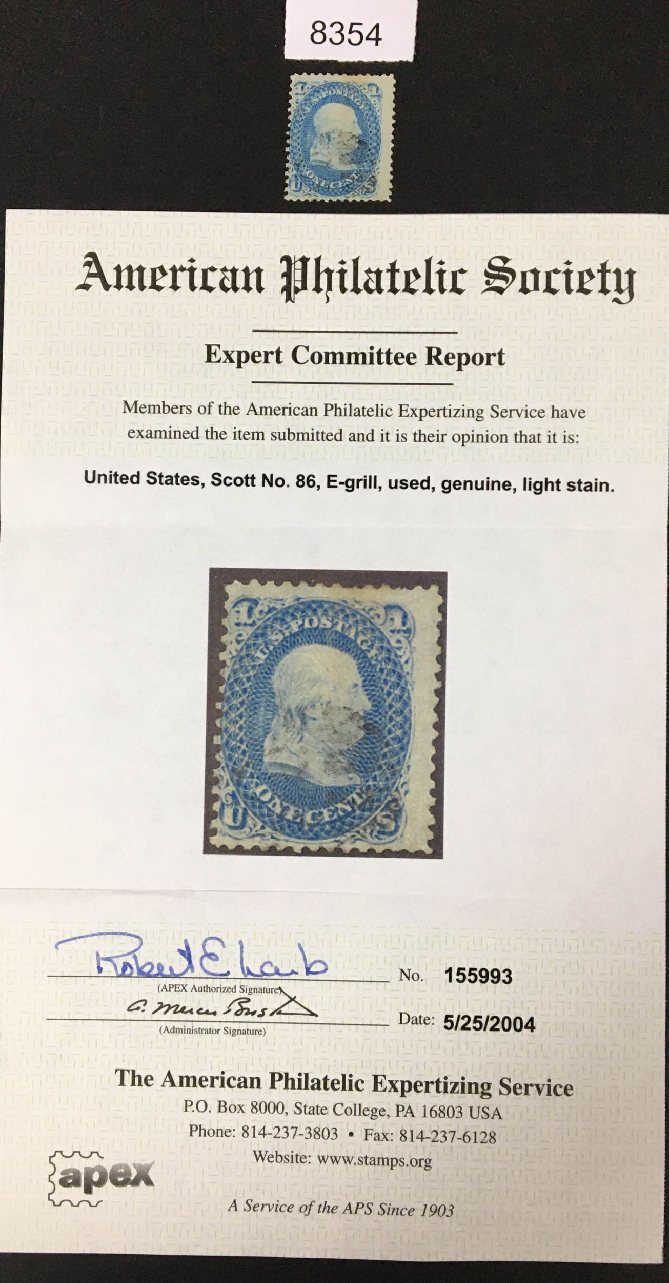 US Stamps # 86 E Grill Used ***Aps Cert*** LOT #8354 | United States ...