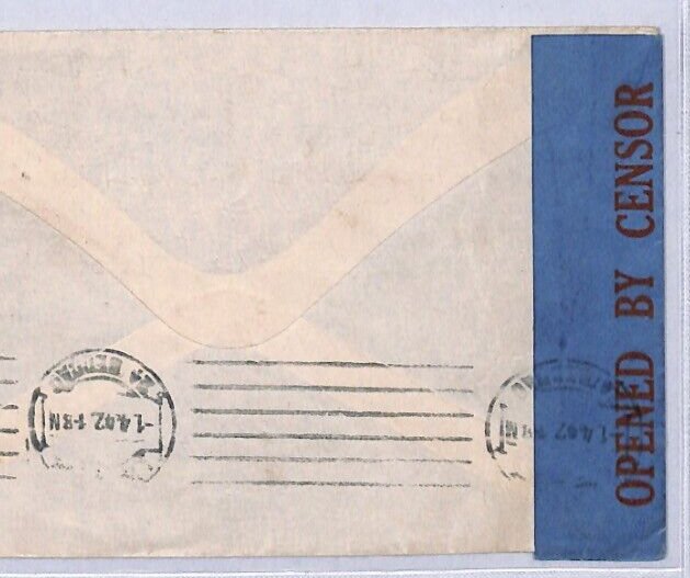 SIERRA LEONE WW2 Air *BLUE CENSOR LABEL* Coupon-Cover 1942 RED CROSS ...
