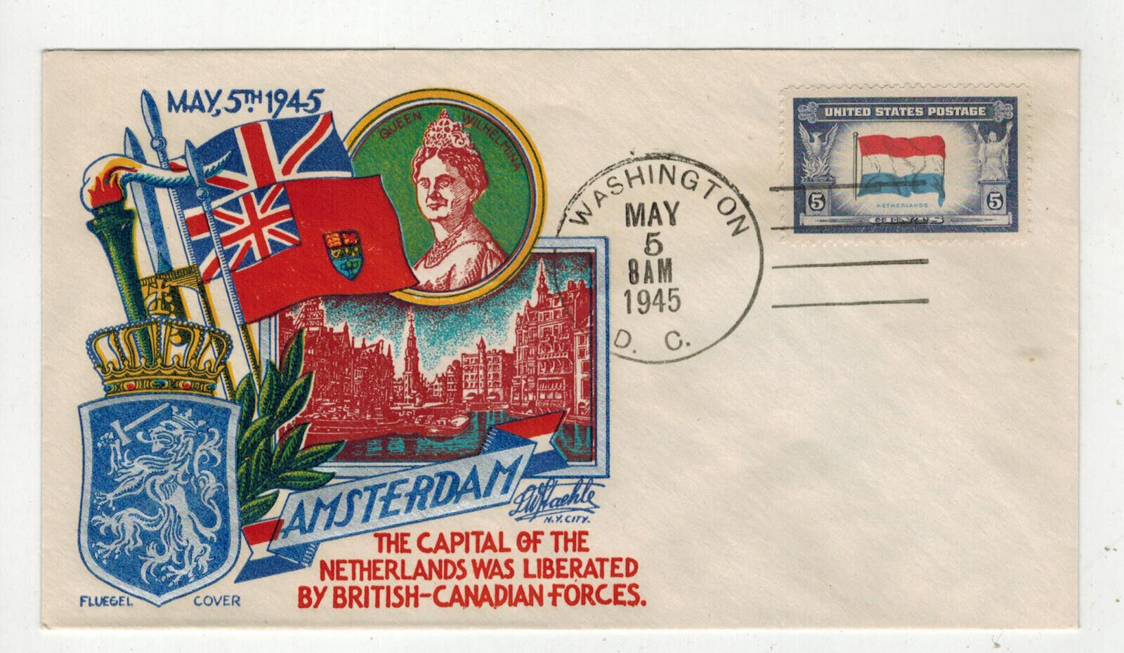 WW2 Patriotic 1945 Fluegel Staehle Amsterdam Netherlands Liberated by ...