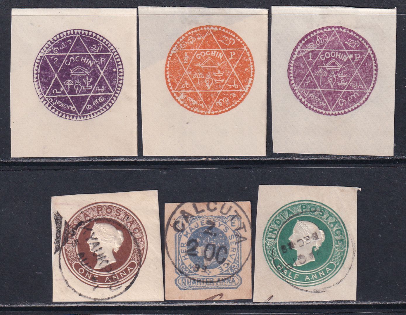 India Cochin Calcutta Cut Squares MH Used | Asia - India, General Issue ...