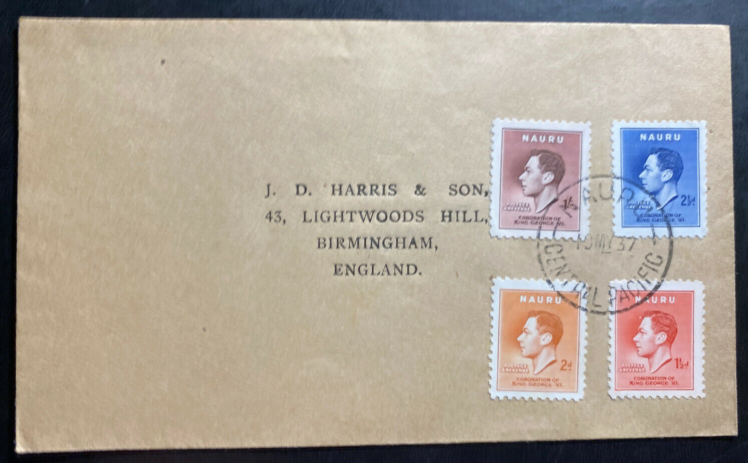 1937 Naru Islands First Day Cover King George VI Coronation KG6 To ...