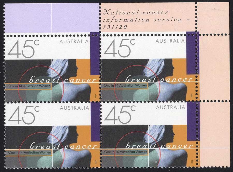 Australia SG1722 45c Breast Cancer Awareness Campaign U/M block ...