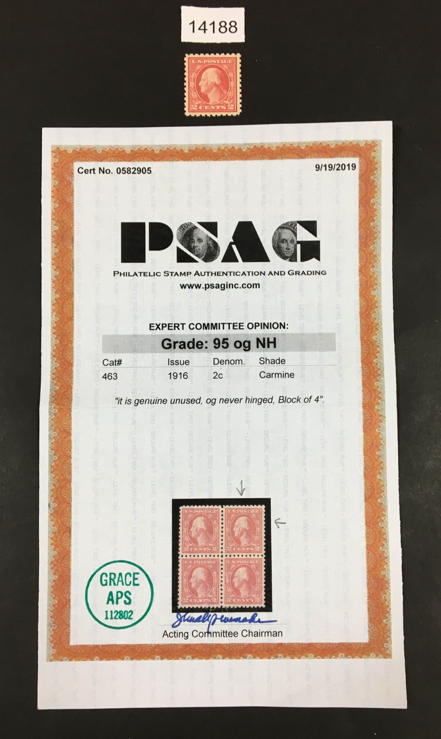 US Stamps # 463 Mint OG NH Superb Single **Psag Cert** LOT #14188 ...