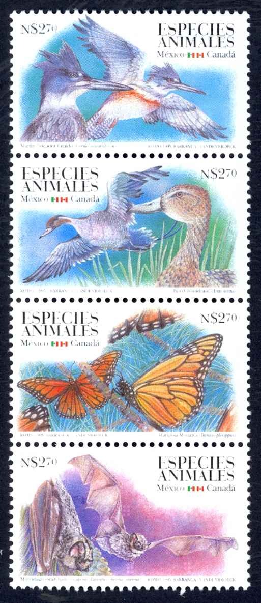 Mexico Sc 1924 Mnh Strip 4 1995 2 70p Migratory Wildlife Central