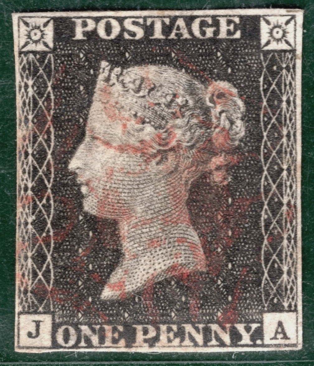 GB Penny Black 1840 QV SG.2 1d Plate 2 (Ja) *Variety* Red MX Cat £450 ...