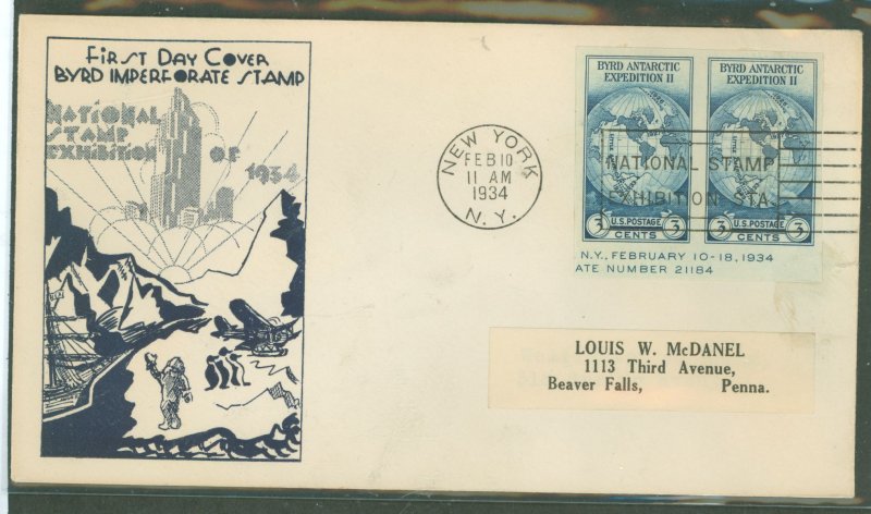 US 735a 1934 3c Bryd Antarctic expedition/two stamps (pair) from the ...