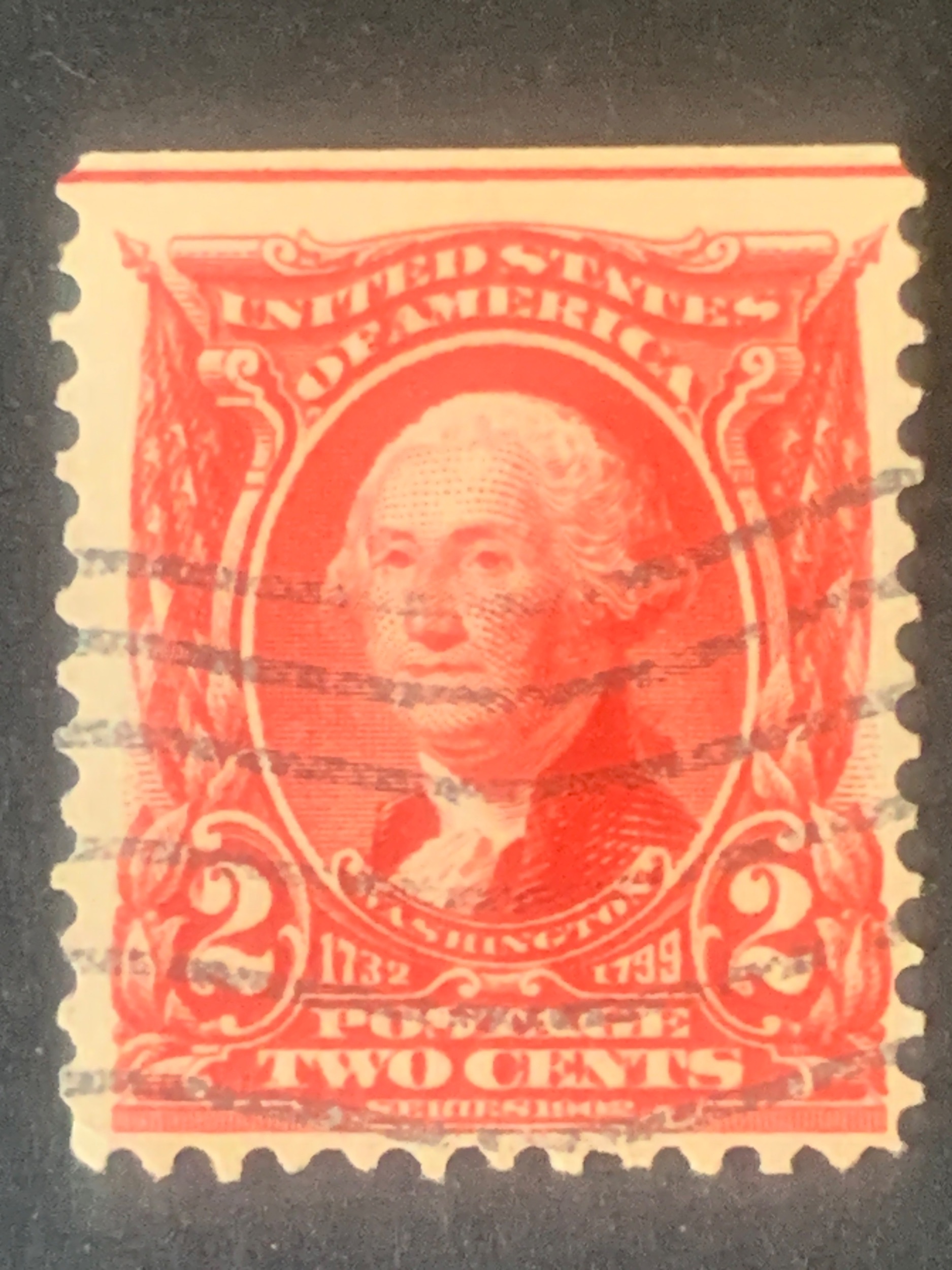 2c US postage stamp , black cancelled postage used, refno:5015 ...