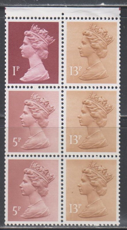 Great Britain, 13p Machin, (SC# MH83d) MNH BOOKLET PANE | Great Britain ...