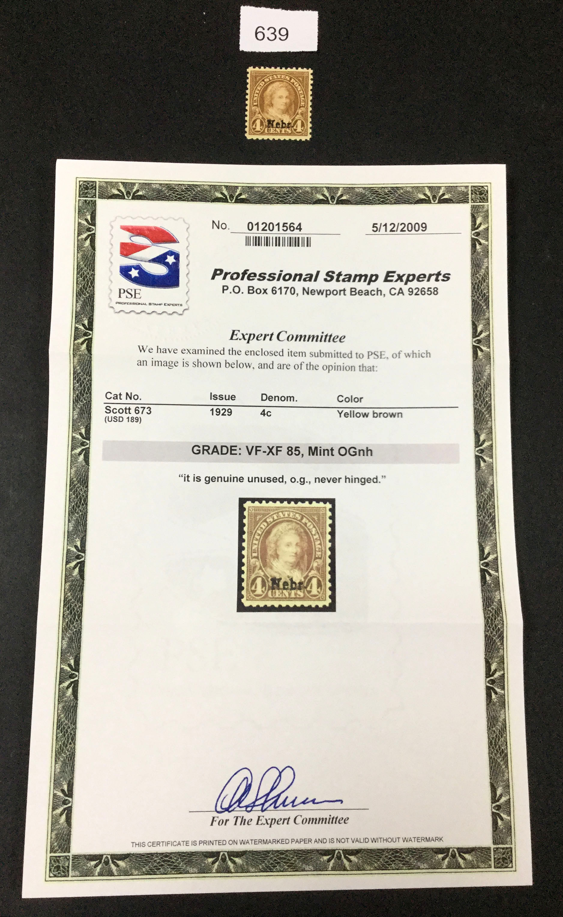 US Stamps #673 Mint OG NH **Pse Cert Graded Vf-Xf 85** LOT #639 ...