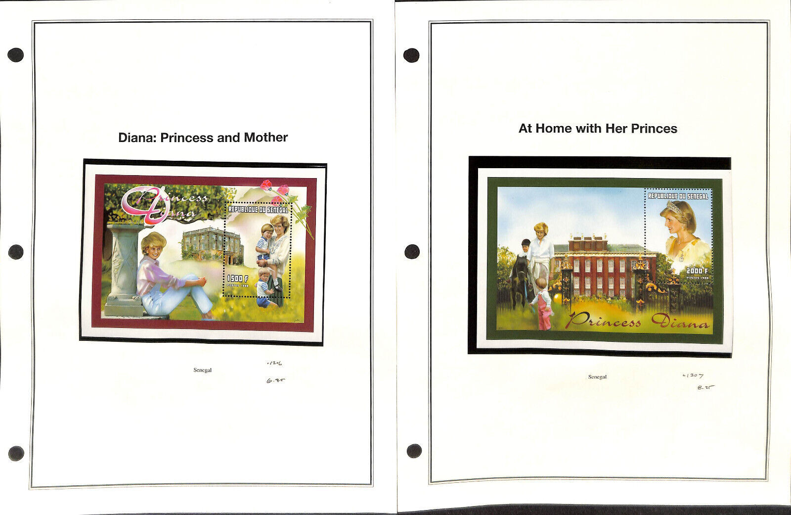 Princess Diana Stamp Collection on 8 Mystic Pages MNH, St Thomas ...