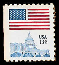 PCBstamps US #1623B Bk Sgl 13c Flag over Capital, pf.10x9.75, MNH, (1 ...