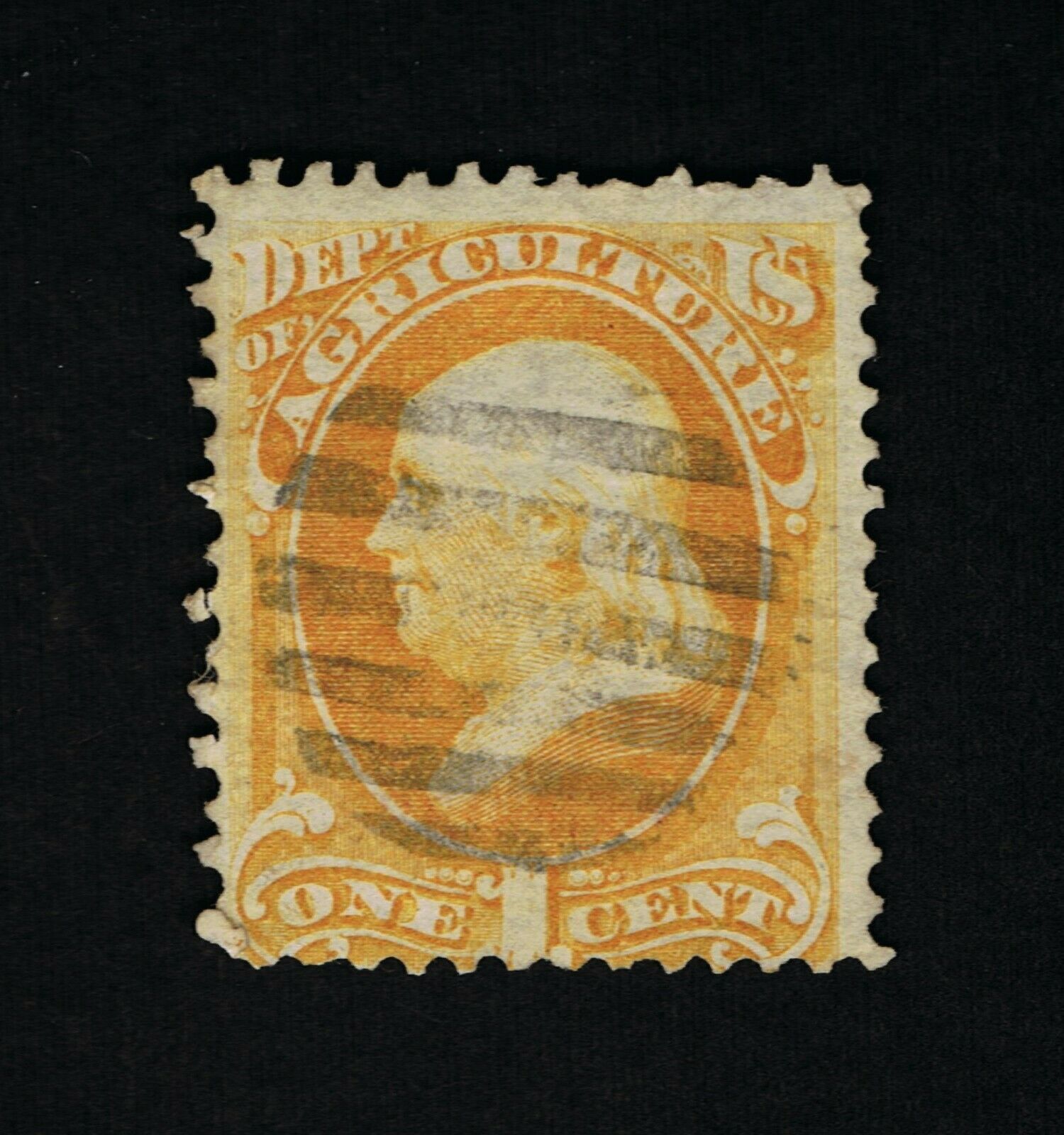 Genuine Scott #O1 Used 1873 Yellow 1¢ Agriculture Dept Official #15841 ...