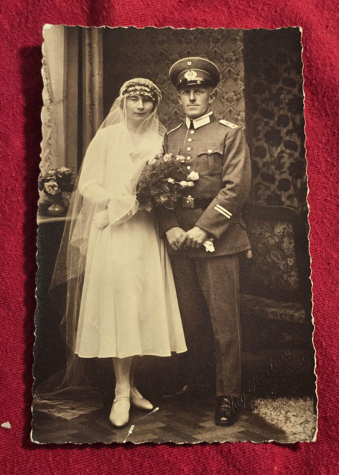 WEHRMACHT OFFICERS WEDDING PHOTO Bride & Groom German Third Reich ...