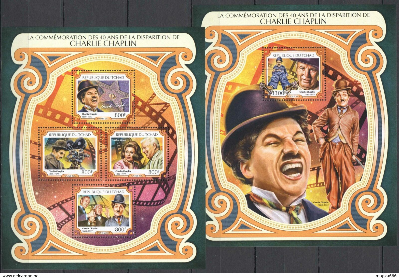 2017 Chad Charlie Chaplin Sophia Loren Oscar Cinema #3056-59+Bl711 ...