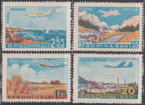 Romania Sc# C45-8 CPL MNH - Airplane Flying Over Different Sites ...