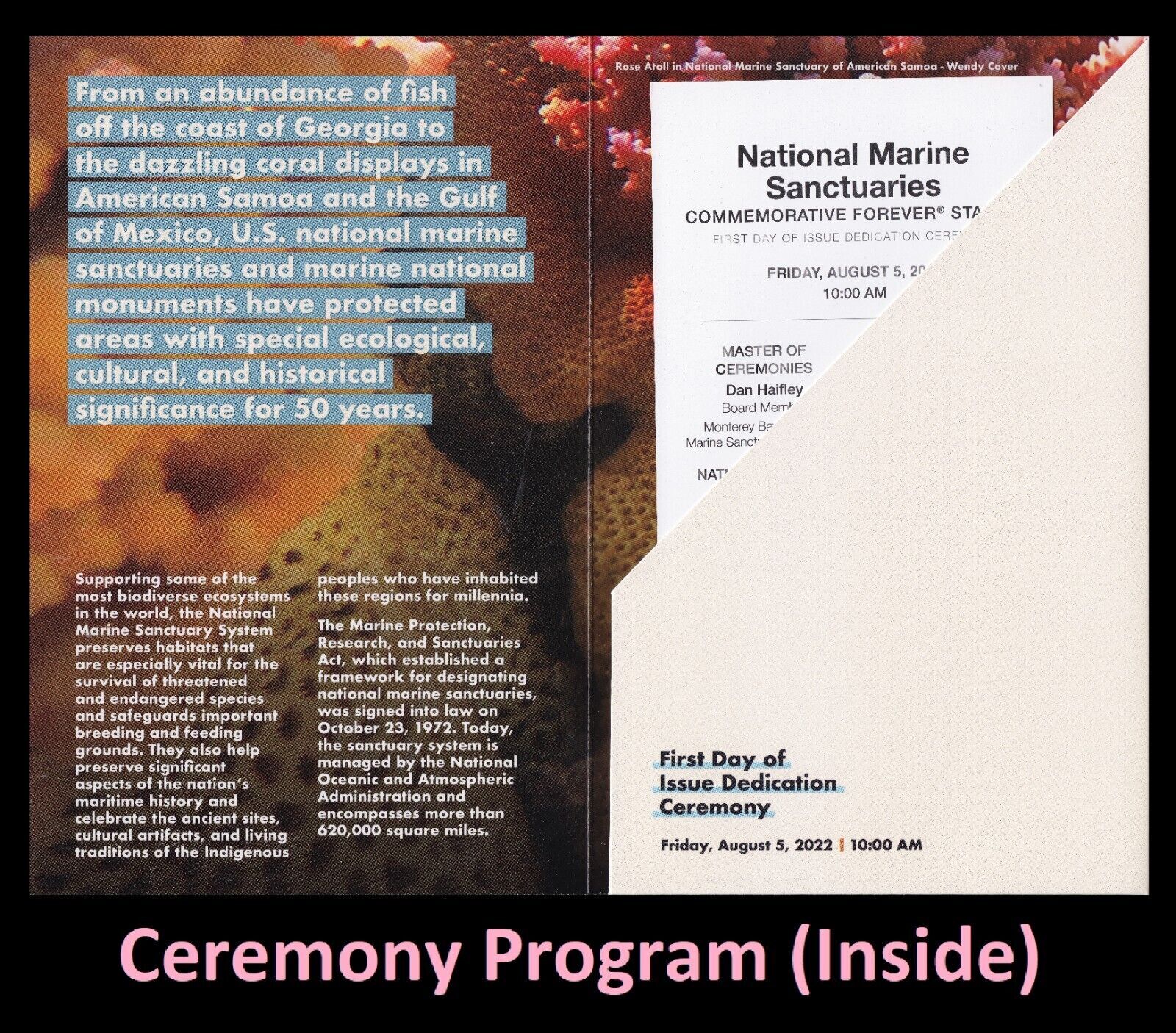 US 5713o National Marine Sanctuaries Rose Atoll Ceremony Program FDC ...