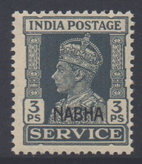 India Nabha State Scott O40 - SG O55, 1940 George VI 3p Official MH ...