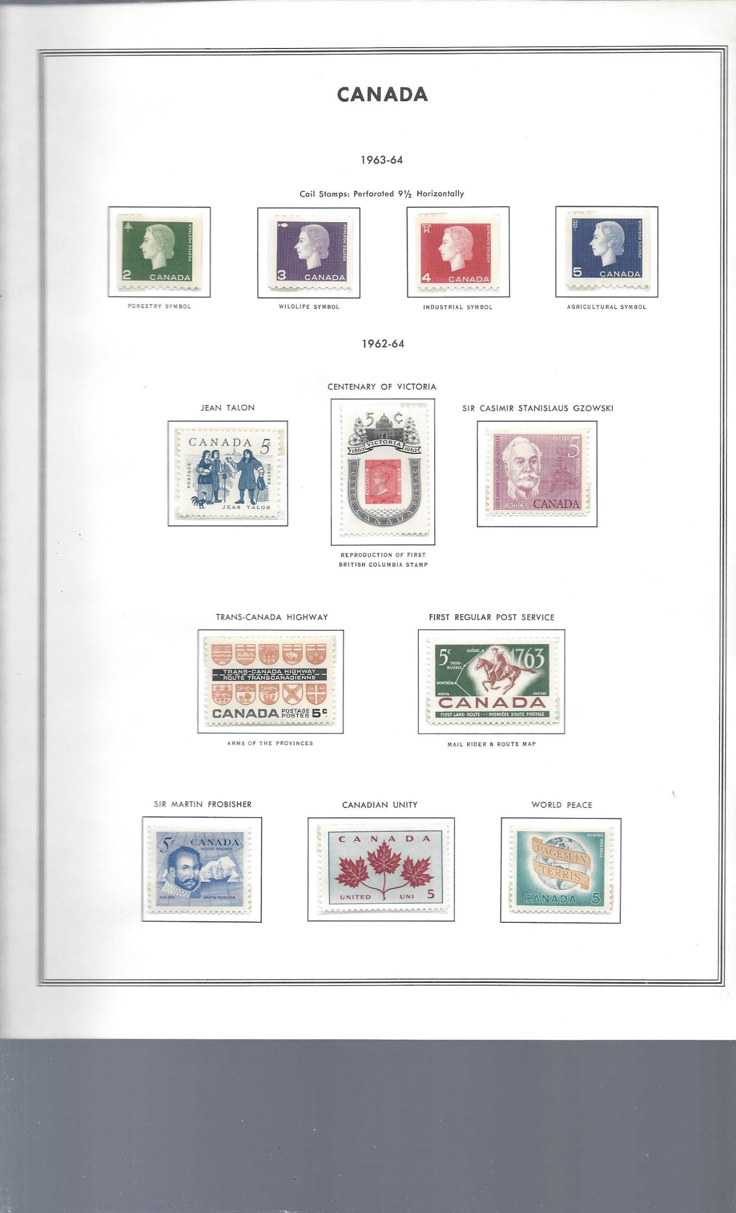 Canada 8 pages from 1957 to 1963 85ea Stamps OGNH - See scans and ...