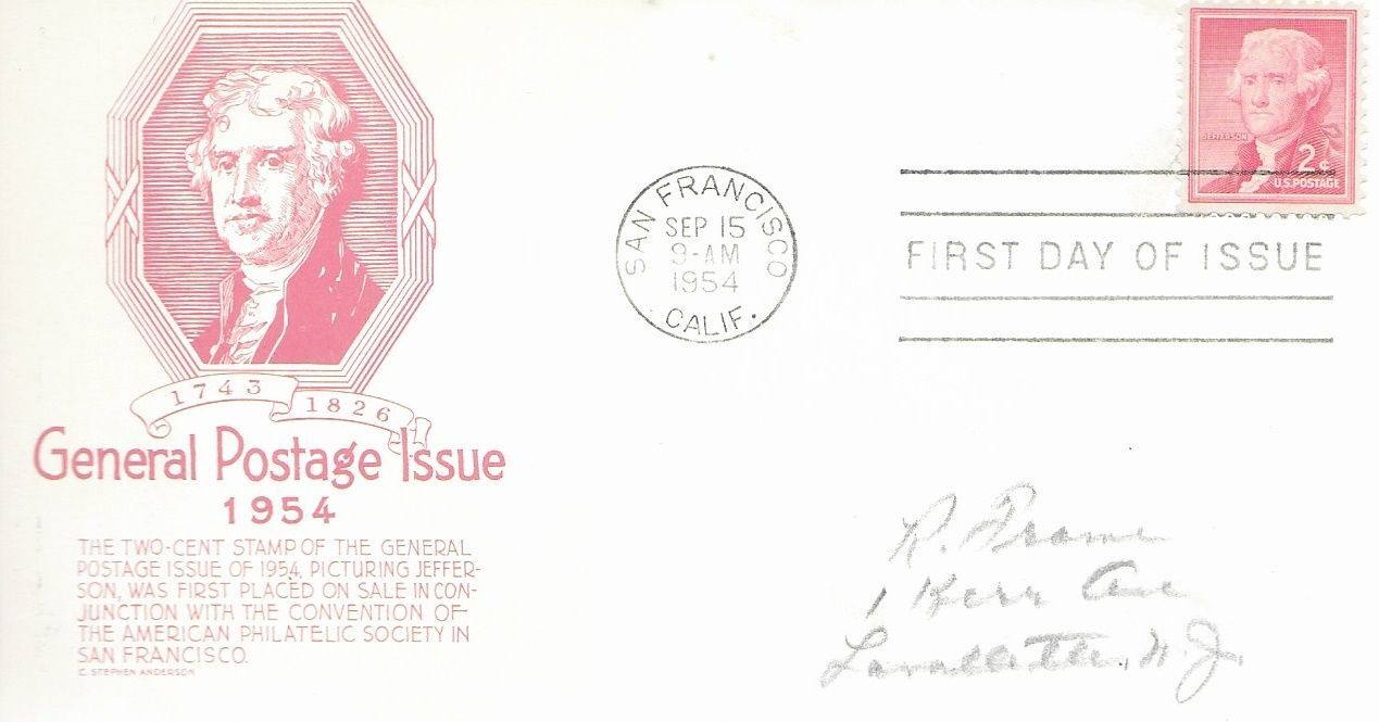 1954 FDC, #1023, 2c Thomas Jefferson, Anderson | United States, General ...
