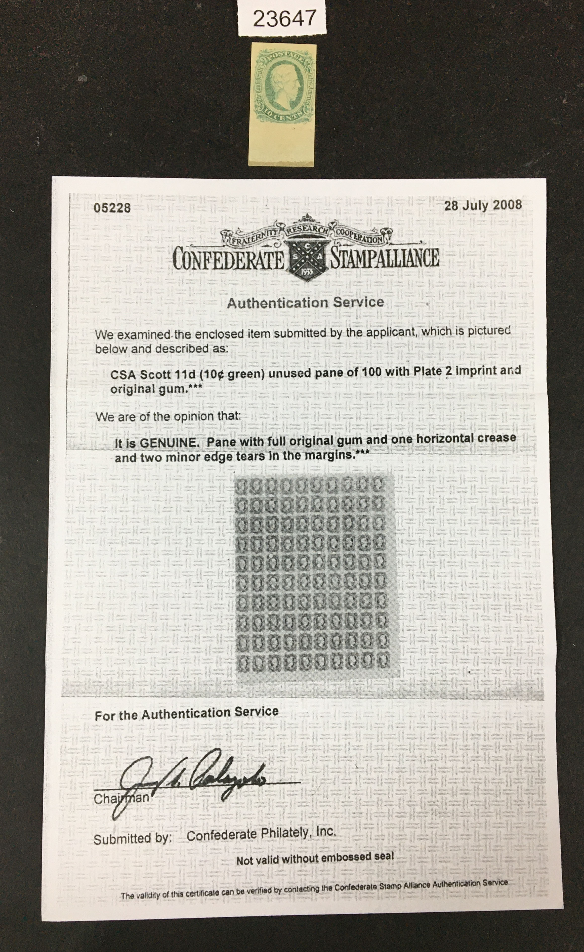 US CSA # 11d Green Mint OG NH POS. 94 **Csa Cert** $100+ LOT #23647 ...