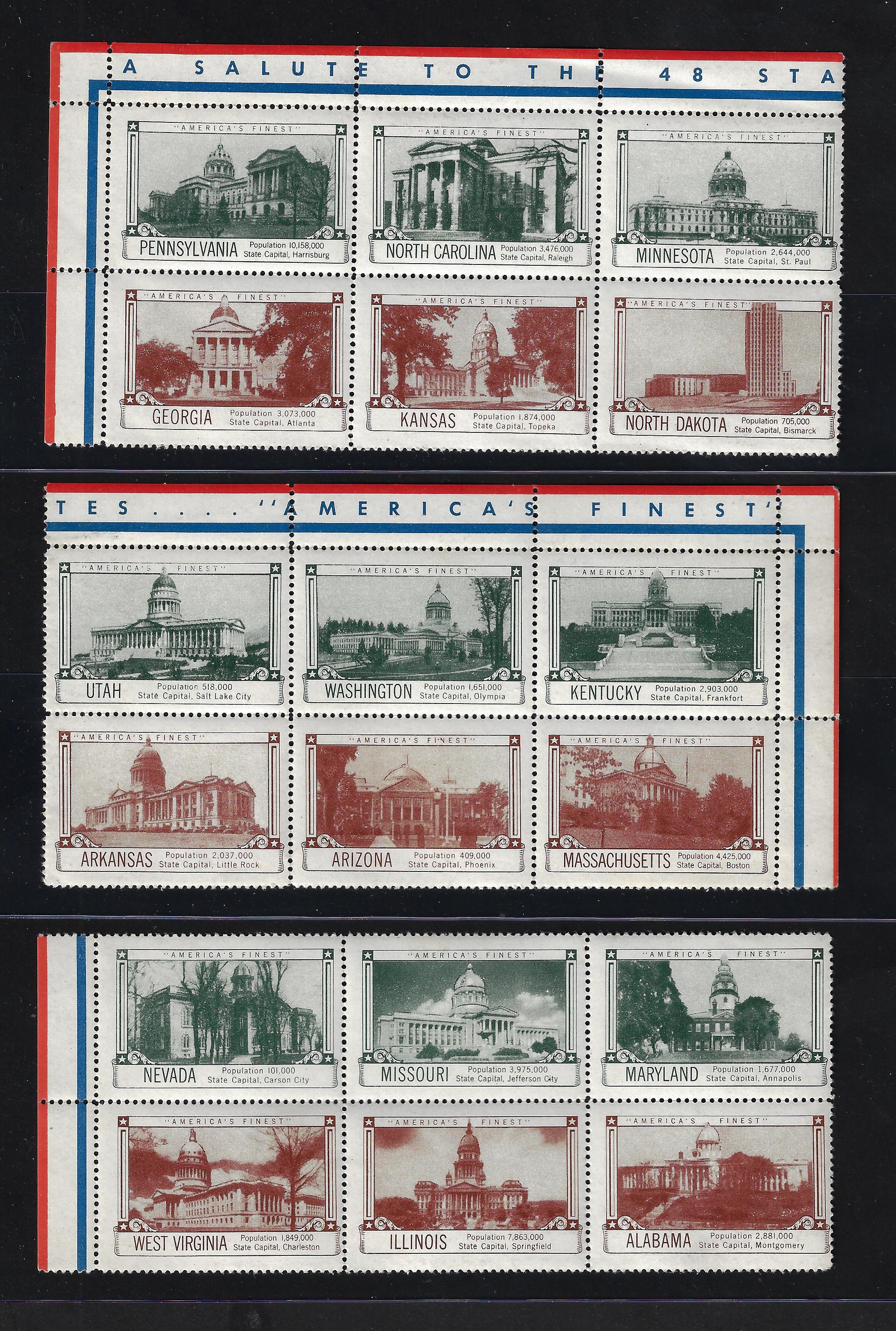 Poster stamps - Seagram's - Set of 48 State Capitols - Scarce | United ...