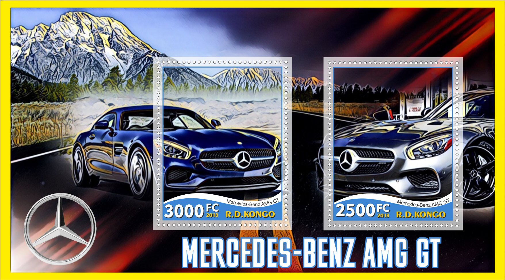 Stamps. Cars. Mercedes-Benz AMG GT 2018 1+1 sheets perforated | Africa ...