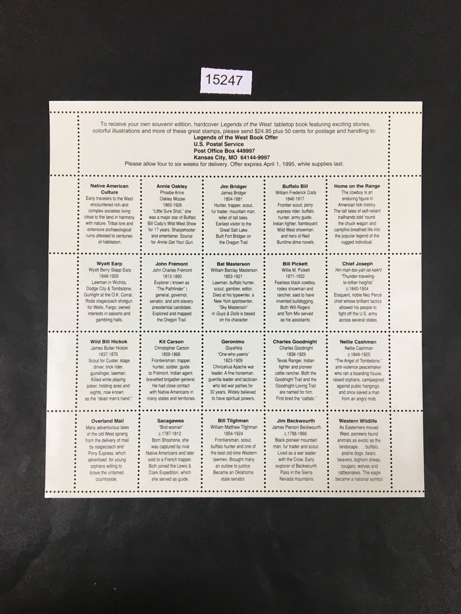 US Stamps # 2870 Mint OG NH Recalled Lengends of the West Sheet $220 ...