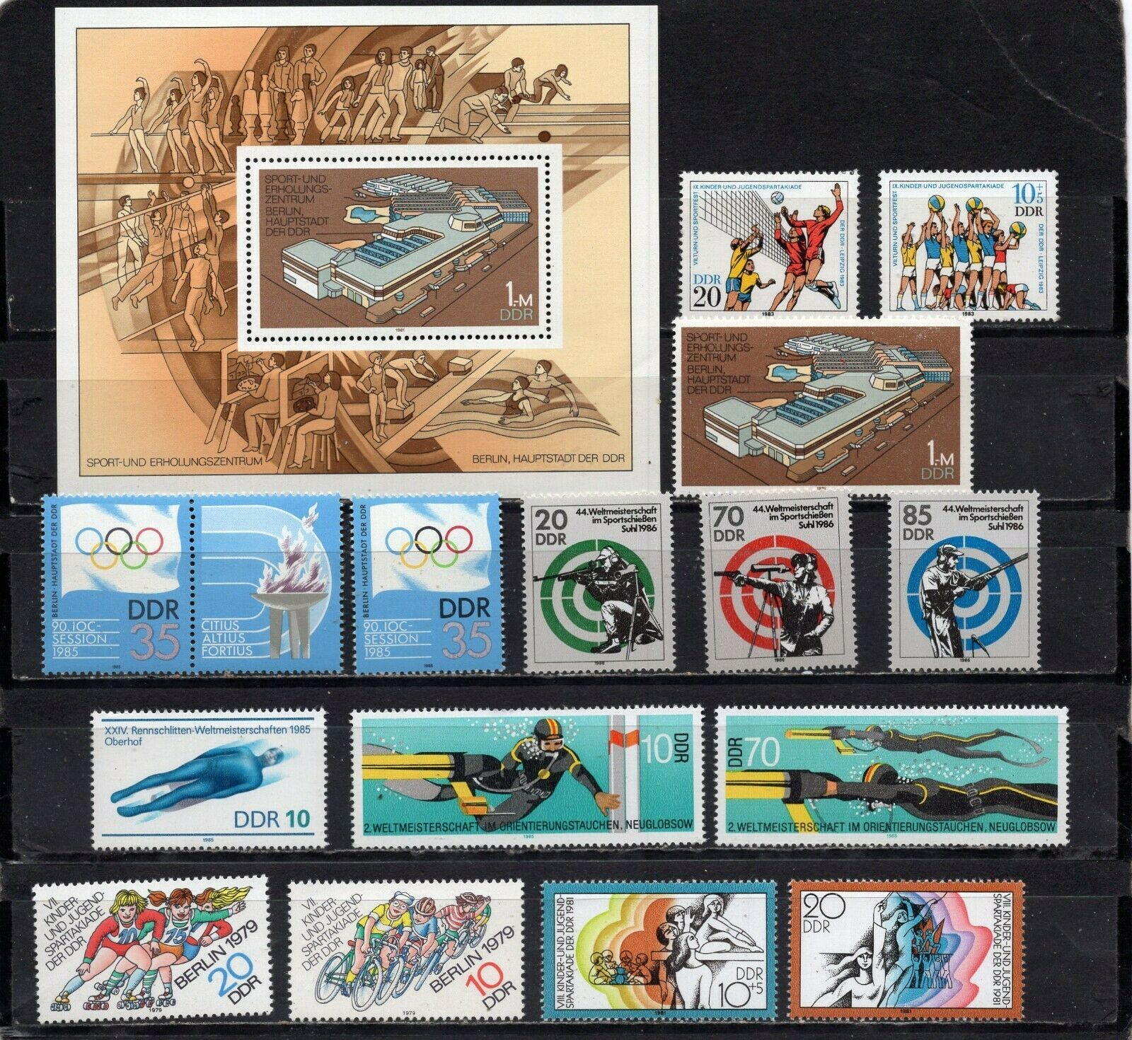 Germany/DDR 1979-1986 Sports SET of 15 Stamps, S/S & Booklet MNH ...