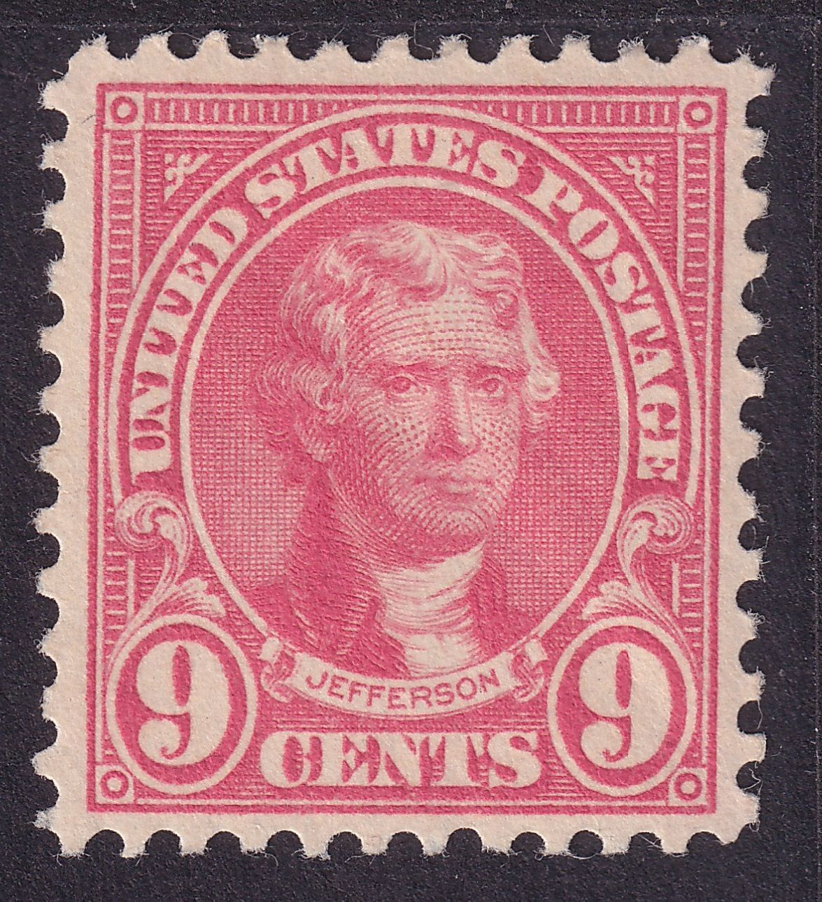 US 561 9c Rose Jefferson Mint Hinged VF Flat UW Pf11 Wonderful Single ...