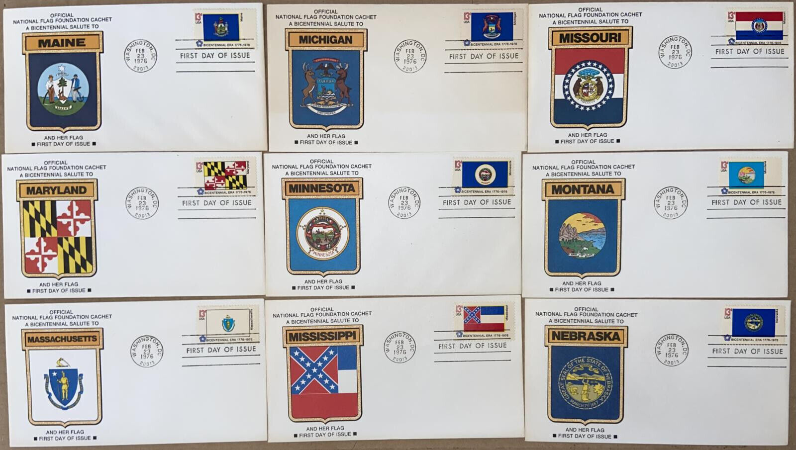 1976 Great SET 50 Diff. States Fdcs National Flag Foundation & Text ...