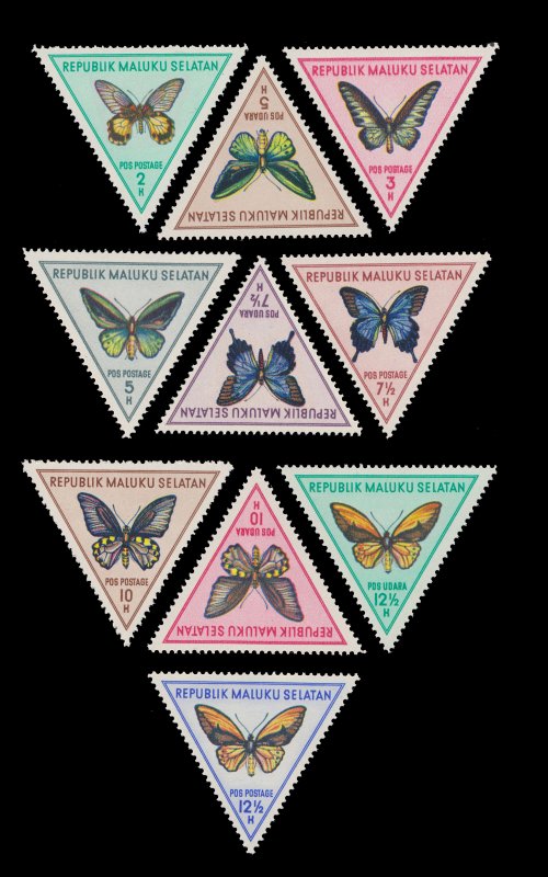 Triangular Shaped Stamps Republic of Maluku Selatan. Topic: Butterfly ...