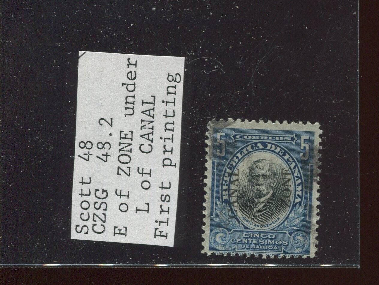 Canal Zone 48 Mt Hope Overprint 'E' of 'ZONE' under 'L' of 'CANAL ...