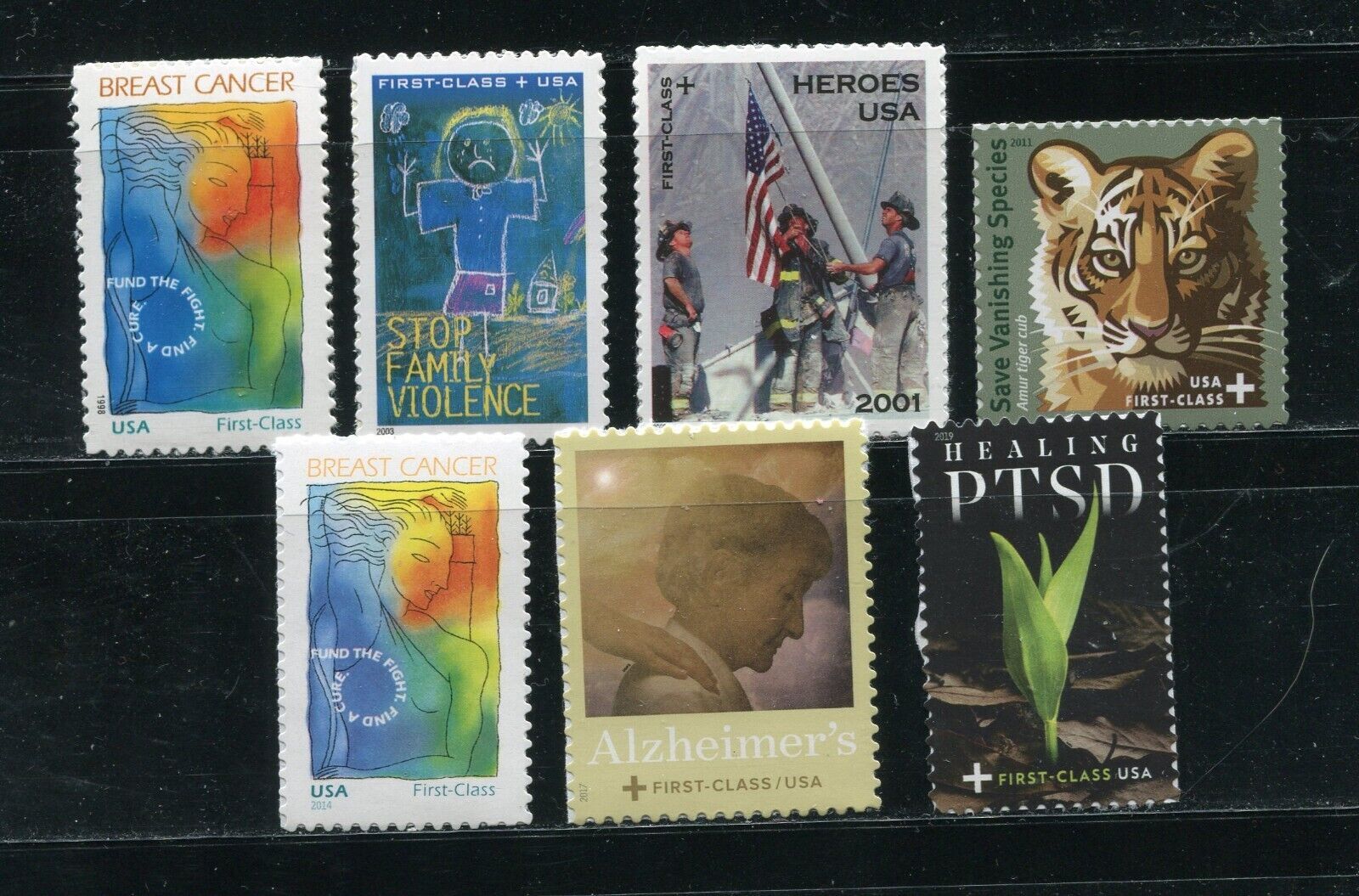 B1-B7 Semi Postal Stamps All MNH/, PTSD, Breast Cancer, Alzheimer's ...