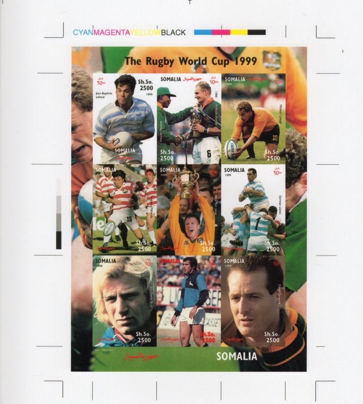 Somalia 1999 The Rugby World Cup/Mandela Sheelet FINAL CHROMALIN PROOF ...