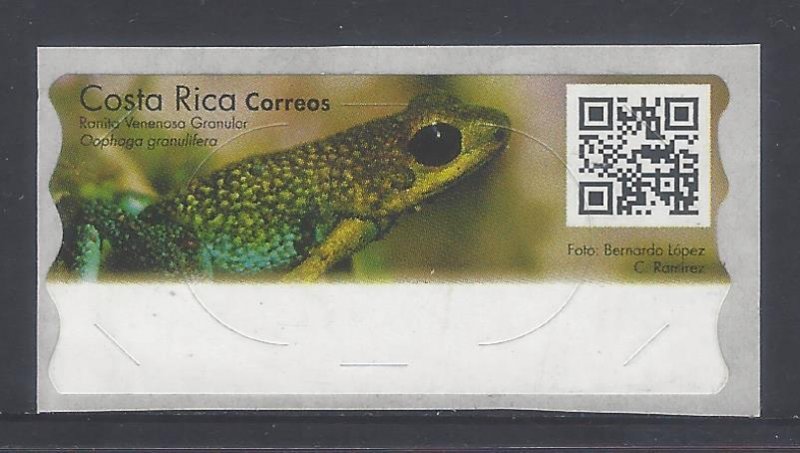 Costa Rica ATM Stamp Label Without Value, Poison Frog, Ranita Venenosa ...