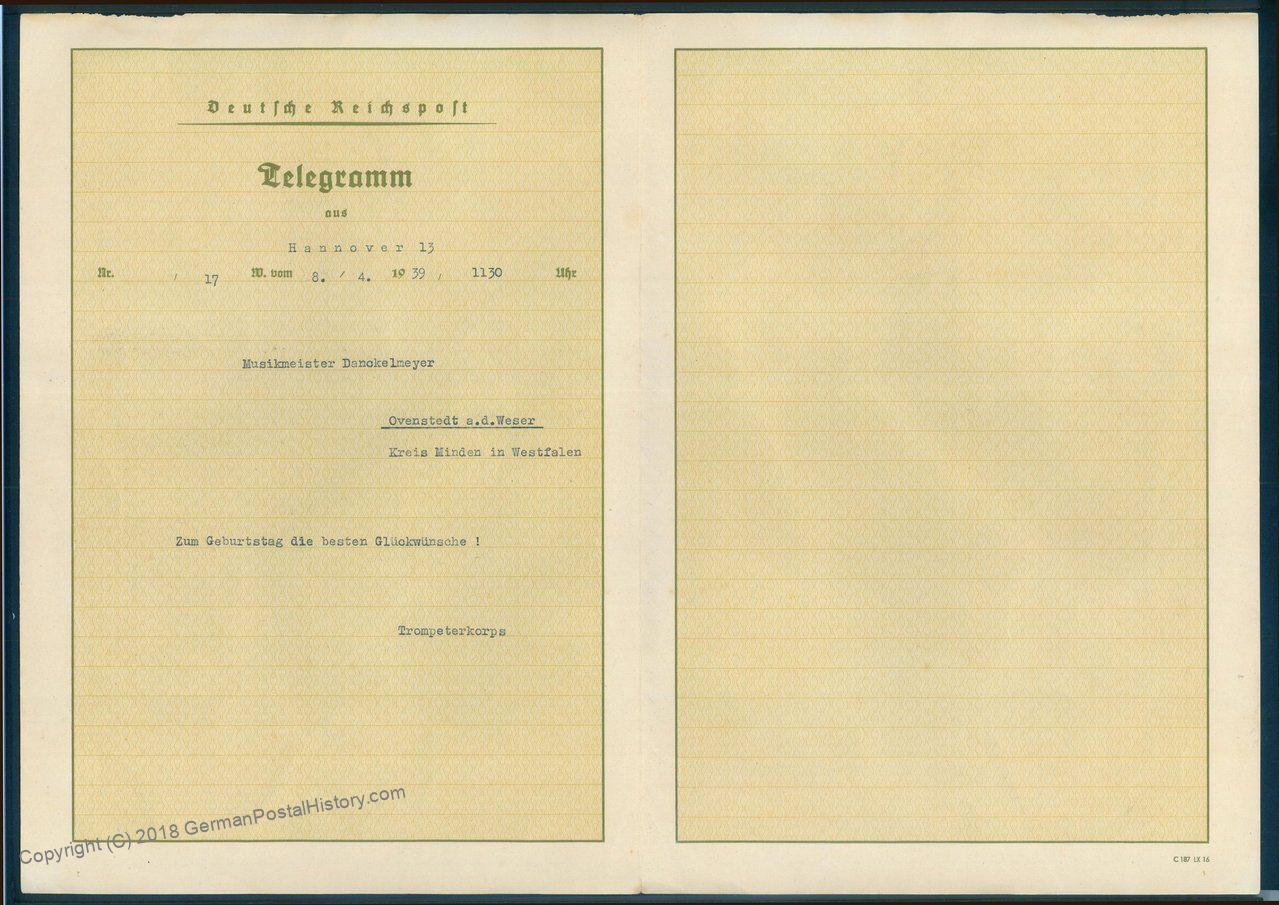 3rd Reich Germany 1939 Reichsparteitag Party Rally Propaganda Telegram ...