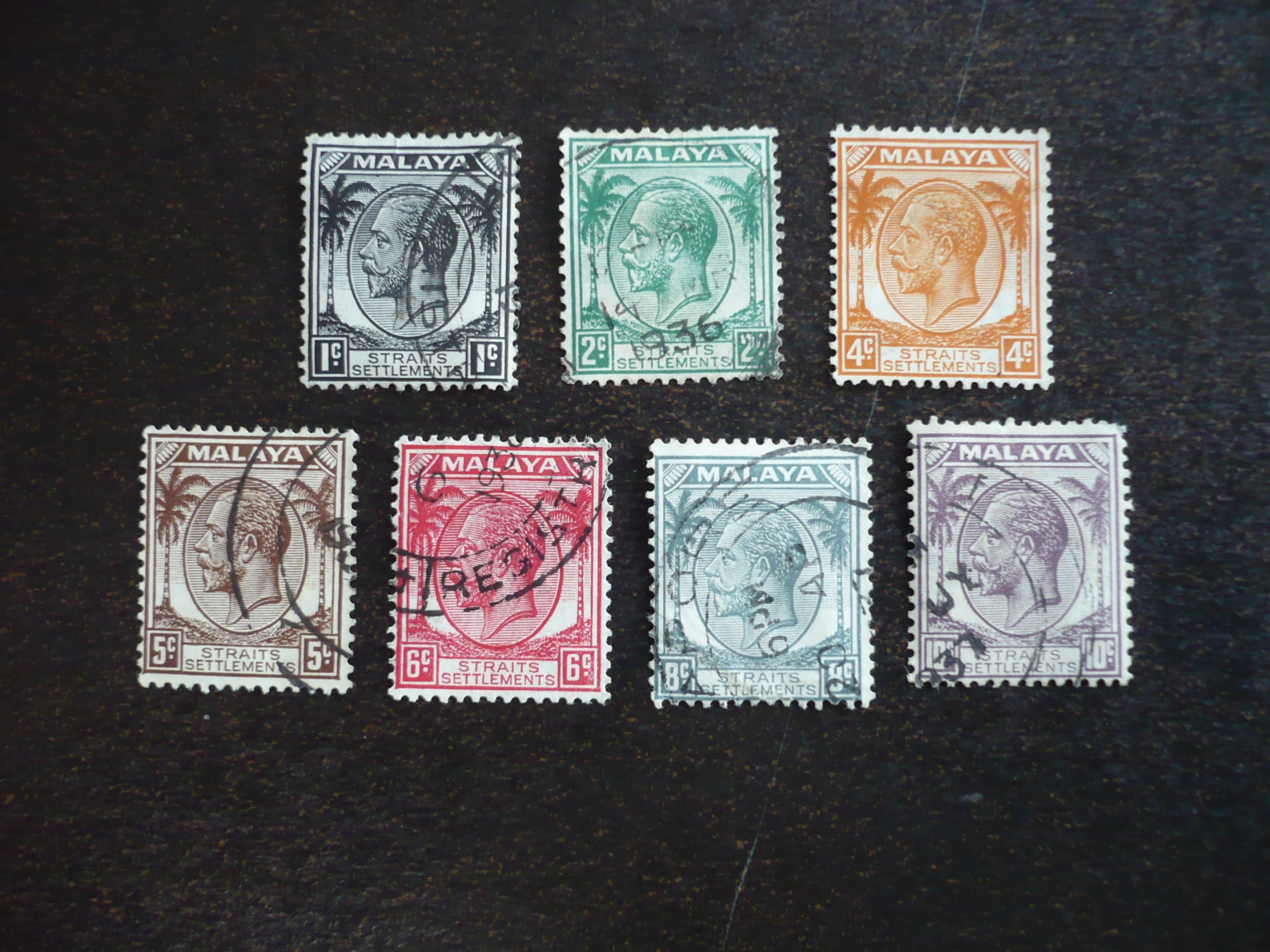 Stamps - Straits Settlements - Scott# 217-224 - Used Part Set of 7 ...