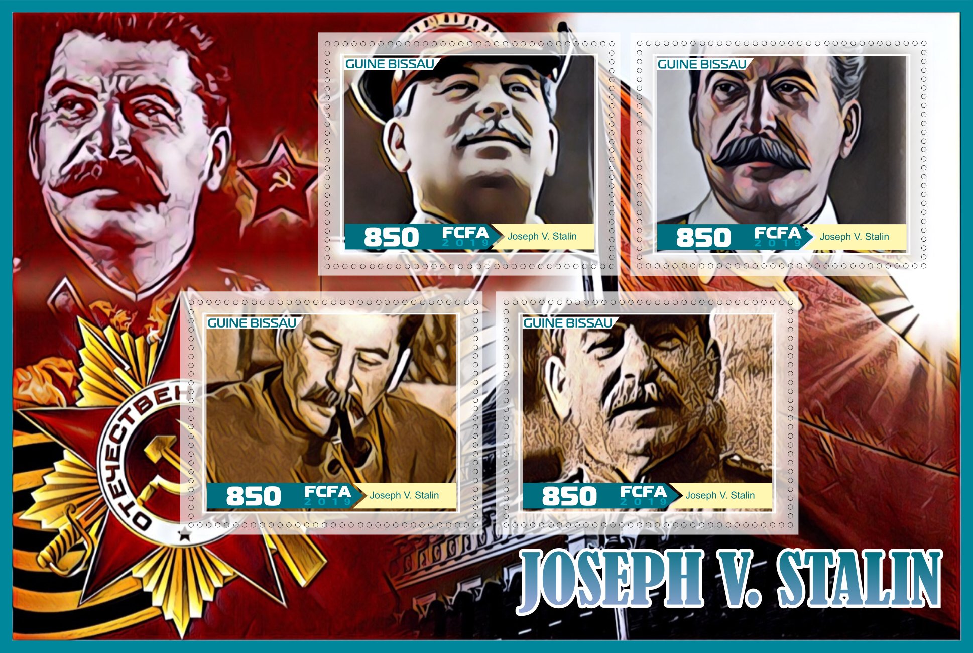 Stamps. Famous people. Joseph V. Stalin 2019 year 1+1 sheets perforated ...