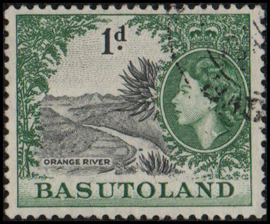 Basutoland 47 - Used - 1p Elizabeth II / Orange River (1954) + | Africa ...