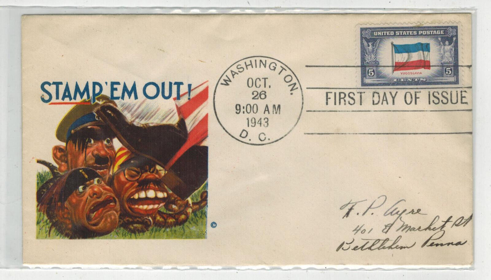 1943 WW2 Patriotic Overrun Countries 917 Yugoslavia - Hitler Tojo ...