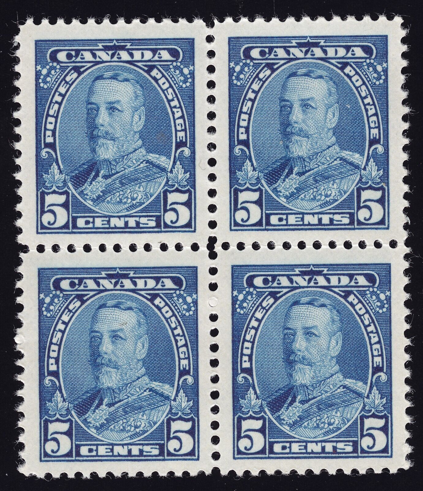 Canada Scott 214 Mint NH OG 2x2 Block 1935 5c blue Lot AA2011 bhmstamps ...