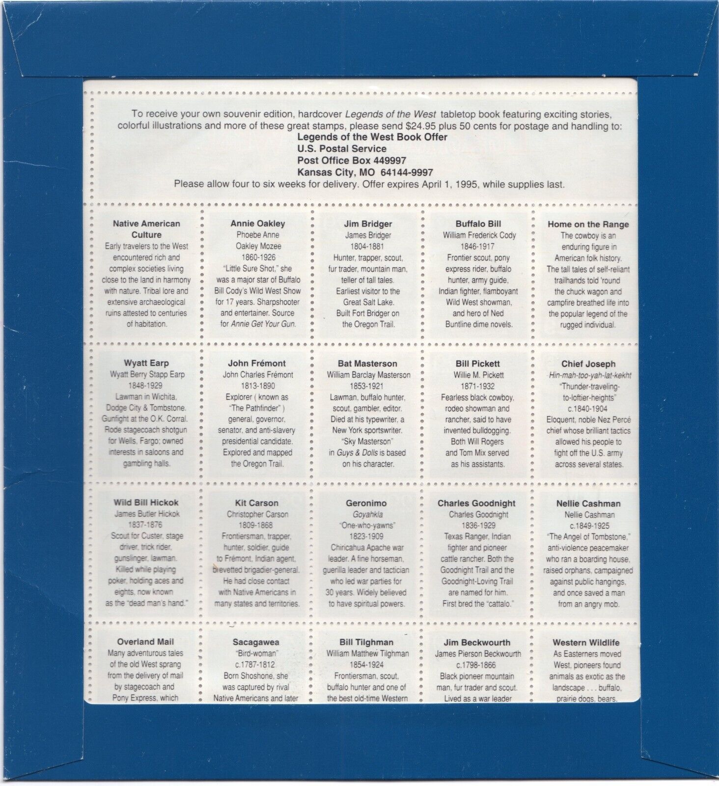 Scott #2870 29¢ Legends of the West (Recalled) Sheet of 20 Stamps ...