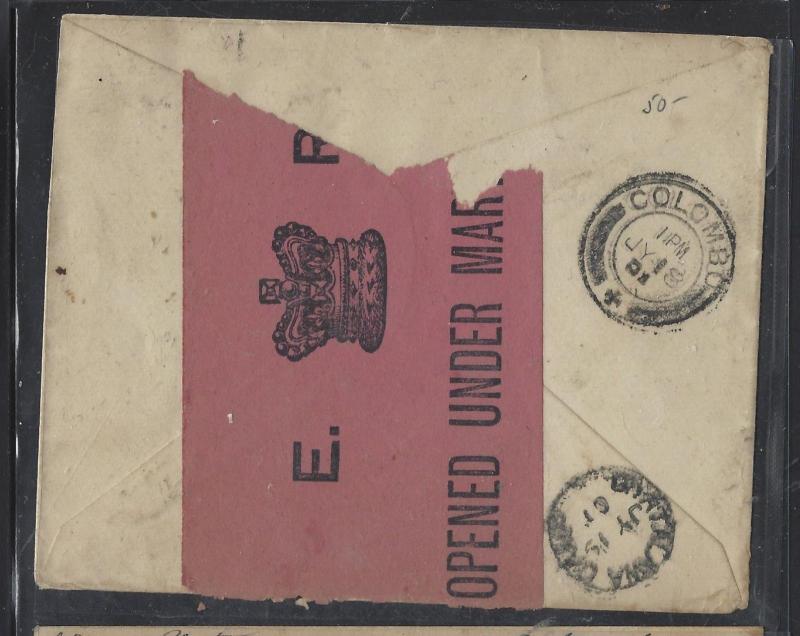 Ceylon (Pp0112B) 1901 Boer WAR Censor Incoming Orange Free State POW ...