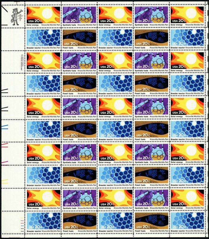 Knoxville World's Fair Sheet of 50 of Fifty 18 Cent Postage Stamps ...
