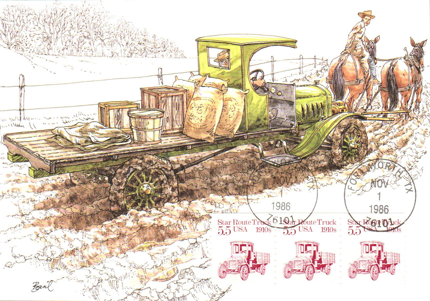 #2125 Star Route Truck 1910s Maxi FDC | United States, General Issue ...